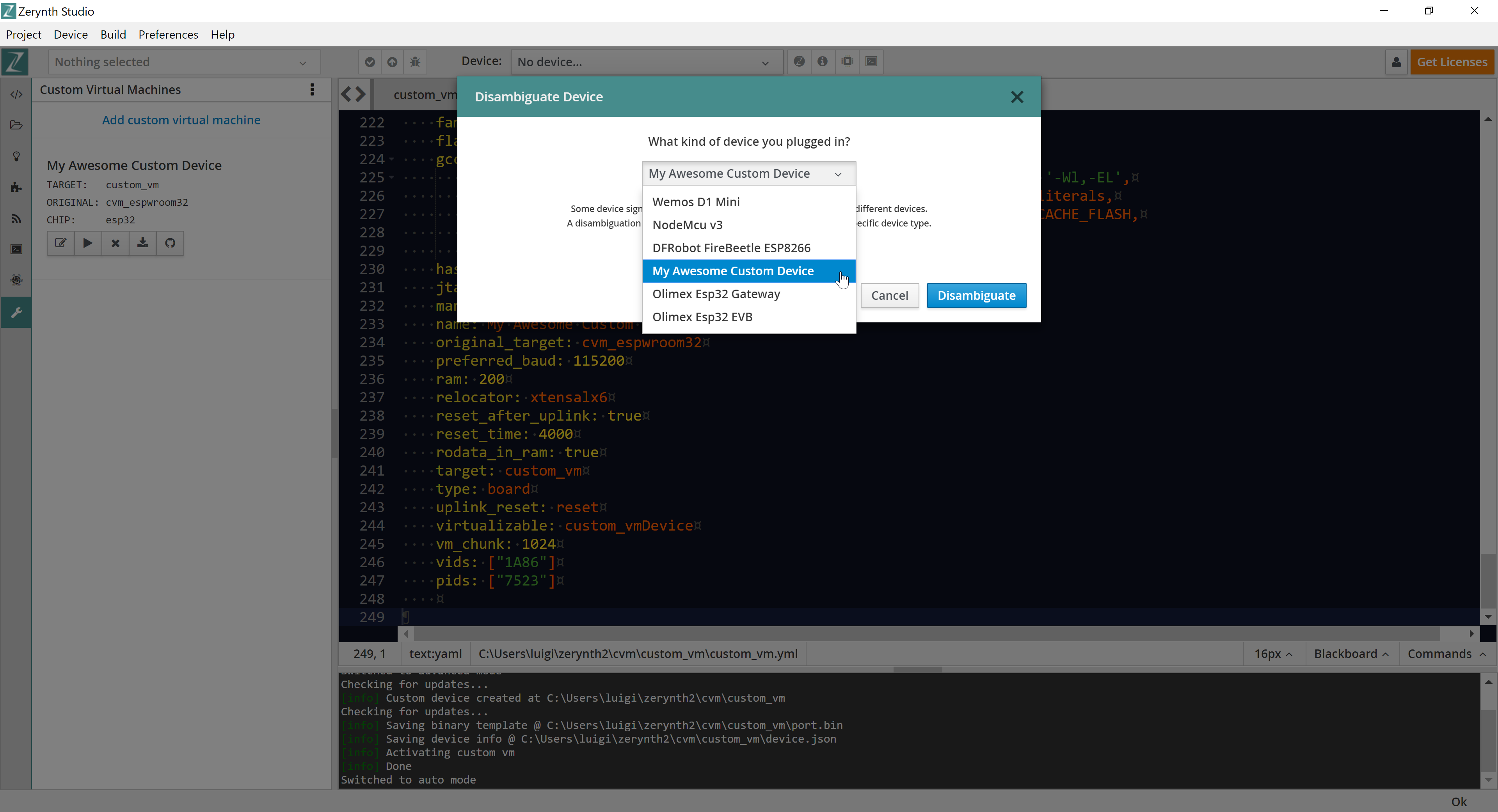 How to create a Custom Zerynth Virtual Machine